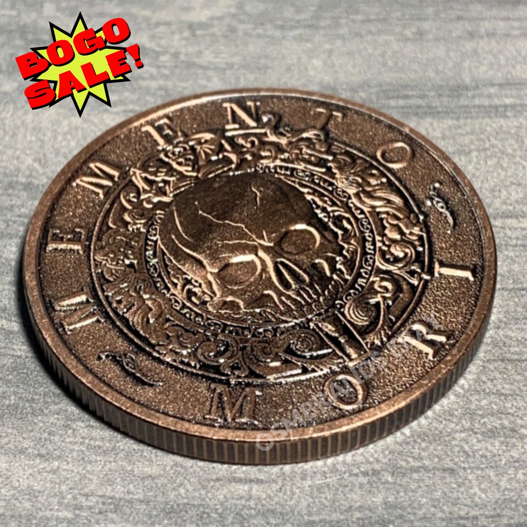 MEMENTO MORI-CARPE DIEM Skull Novelty Good Luck Heads Tails Challenge Coin