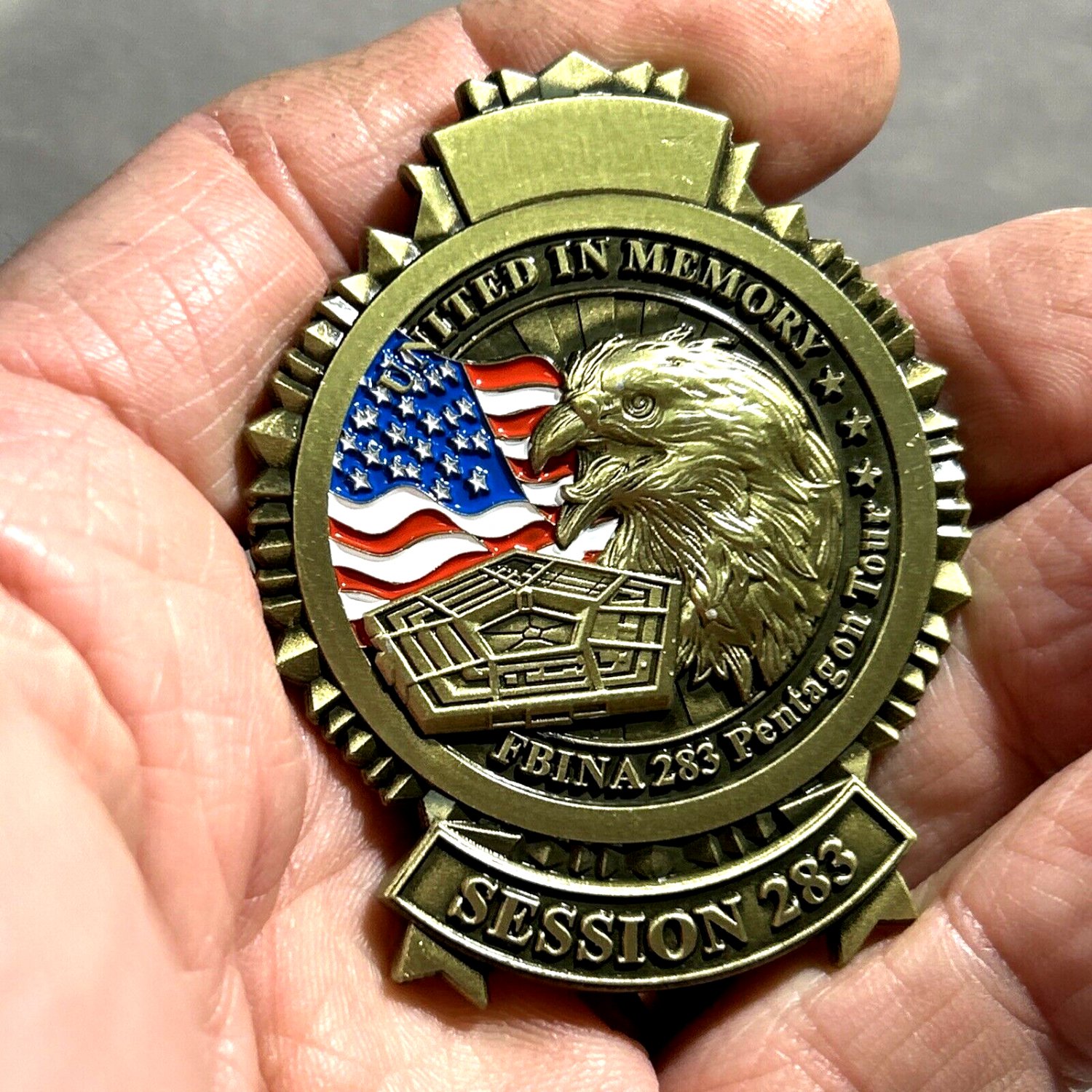 FBI Challenge Coin NATIONAL ACADEMY SESSION 283 FBINA PENTAGON TOUR 2.5"