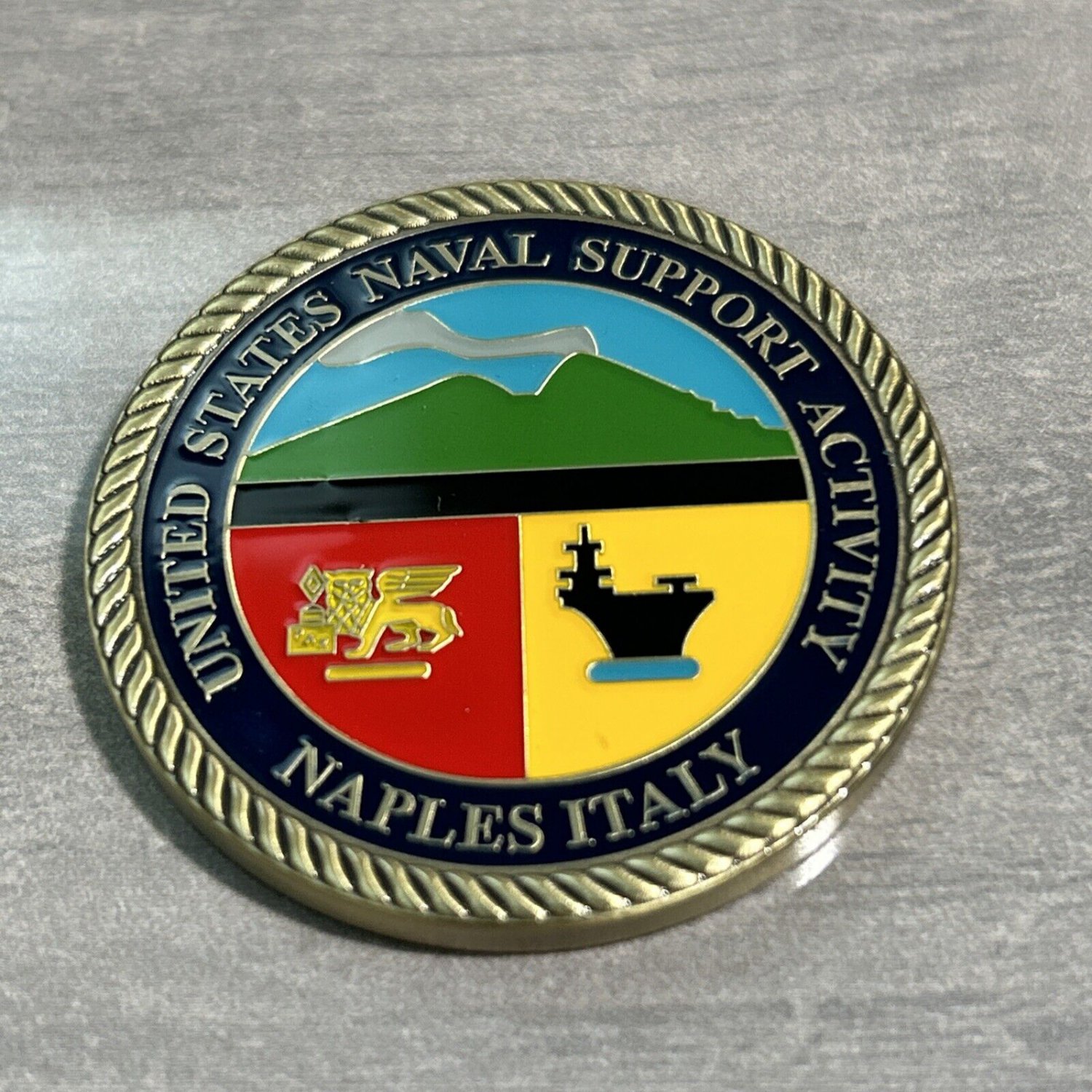 US Naval Support Activity (NSA)-Naples Italy CHALLENGE COIN Large 1.75 ...