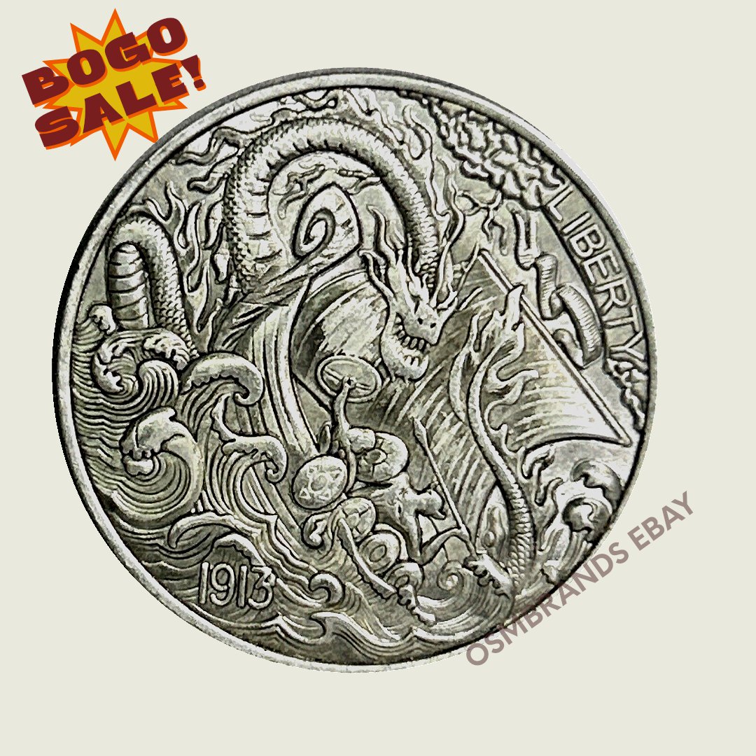 MYTHICAL SEA SERPENT VIKING NORSE Novelty Good Luck Heads Tails ...