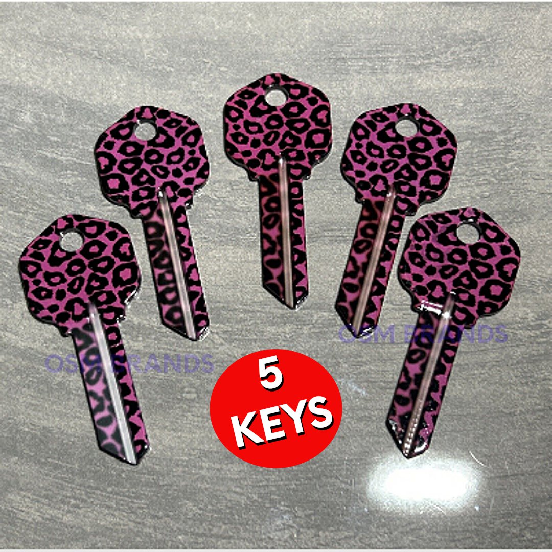 5X PINK LEOPARD Uncut NEW House Key Blank-HOME HOUSE KEYS KWIKSET KW-1