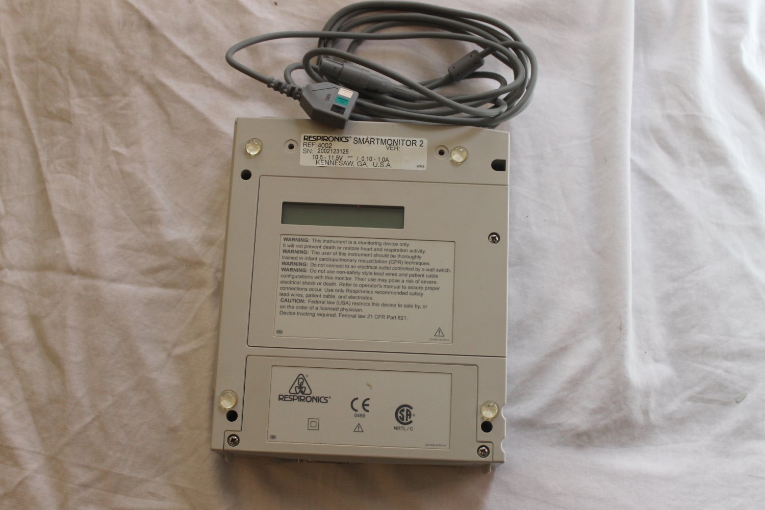 Respironics Smartmonitor 2 4002 Ps Apnea Smart Monitor- No AC Plug 12/18