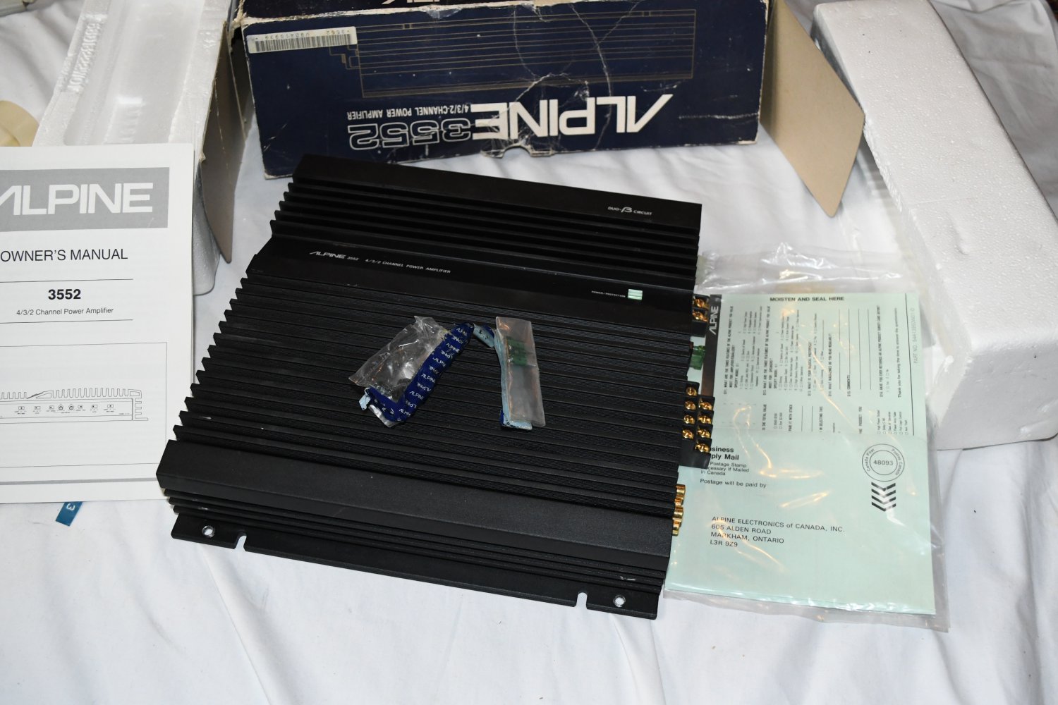 Alpine 3552 car amplifier with box manual old school rare mint 515