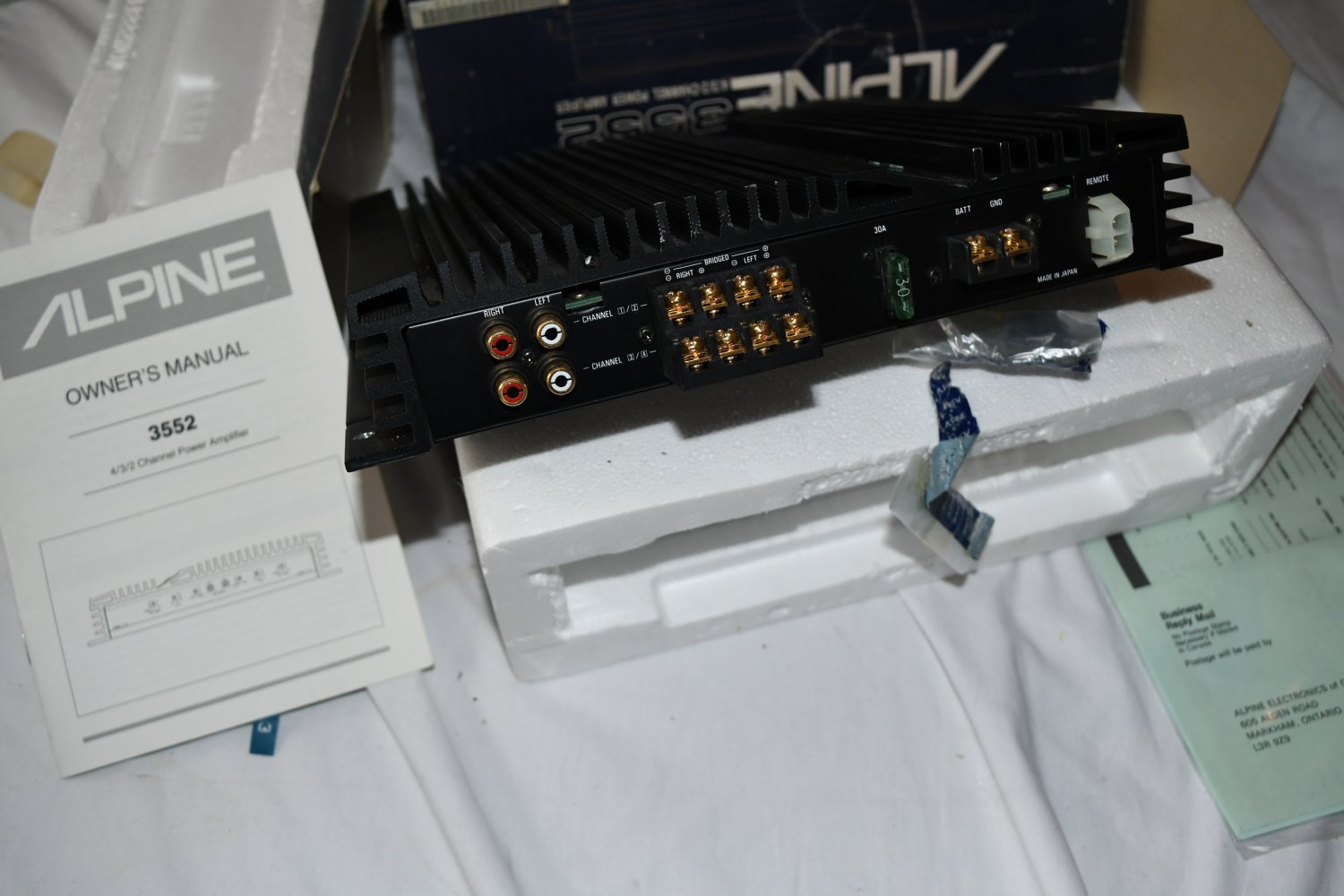 Alpine 3552 car amplifier with box manual old school rare mint 515