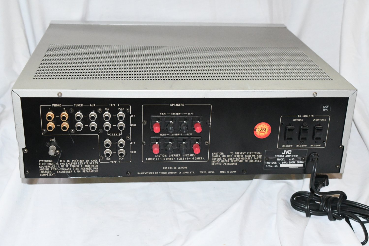 JVC Model A-X5 Super-A Integrated Amplifier POWERS ON AS IS VERY RARE 515B3