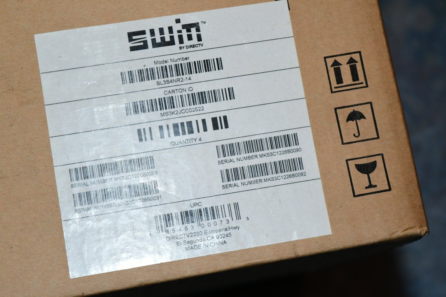 Lot 4 DirecTV SWM LNB SL3S4NR2-14 SWM3 DTV LNBF Swim Satellite HD 101 ...