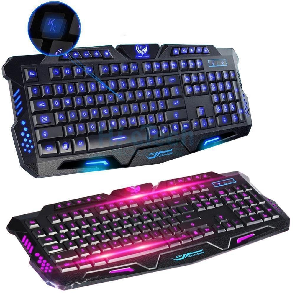 Multimedia 3 colors LED Backlight USB Wired Illuminated Gaming Cool ...