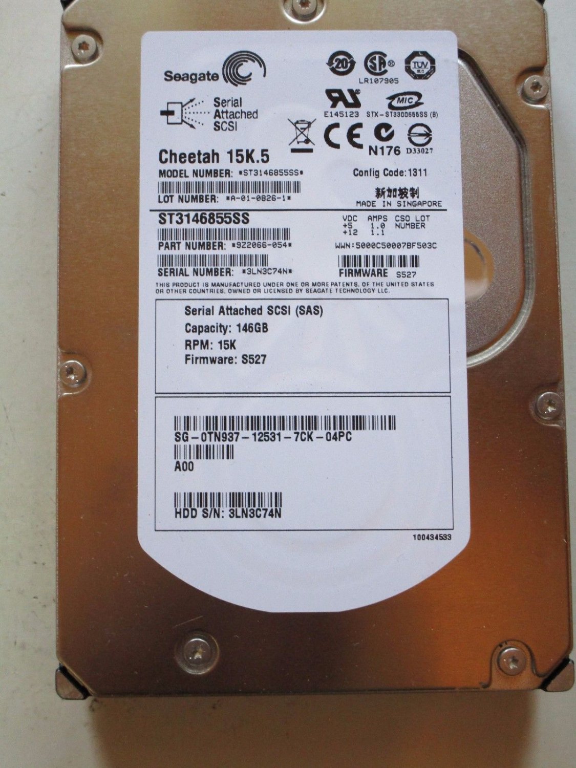 NEW OEM Seagate ST3146855SS 146GB 15000RPM 3.5 SAS Hard Disk Drive