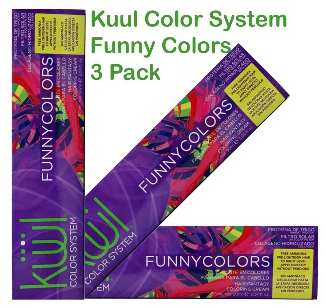 Kuul Color System Funny Colors - Hair Fantasy Coloring Cream 3 oz (Pack ...