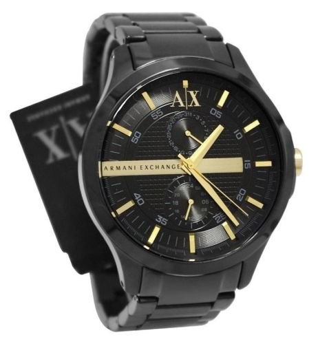 BRAND NEW ARMANI EXCHANGE AX2121 BLACK & GOLD DIAL BLACK ION PLATED MEN ...