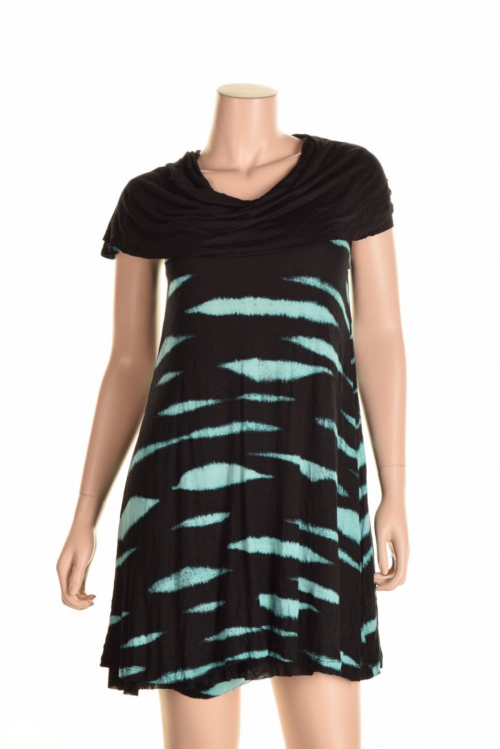 Kensie Flutter Sleeve Scoop Neck Abst Hazy Aqua Combo Xs (Size) Women'S ...