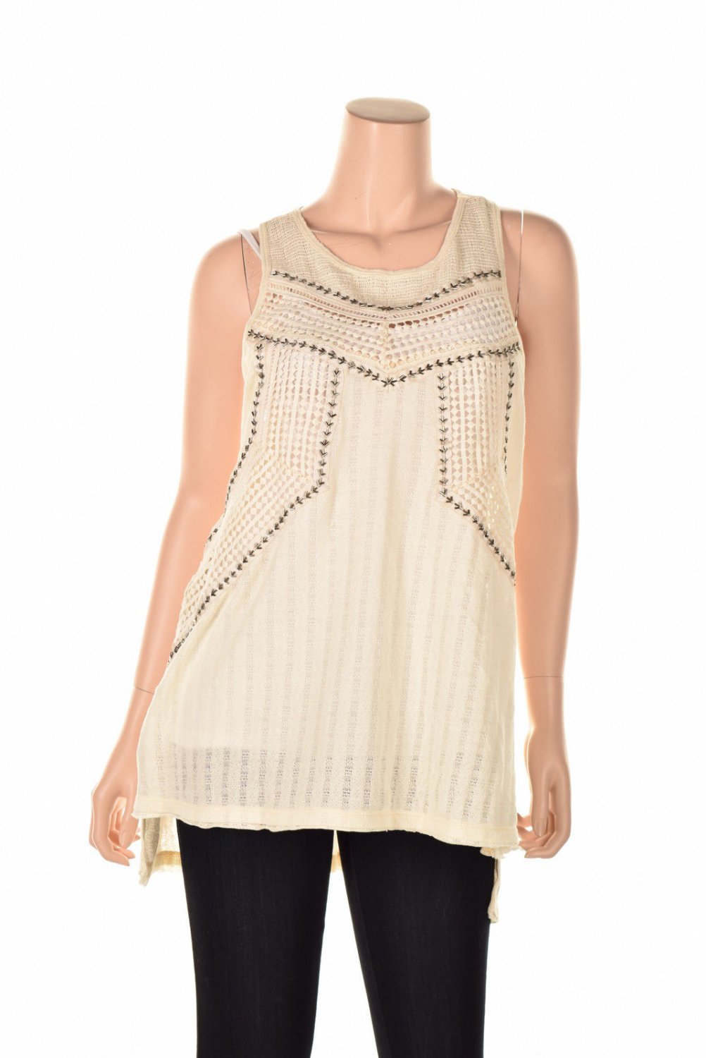 Free People Trinity Sleeveless Crochet Tan Cream M ( Size ) Women'S ...