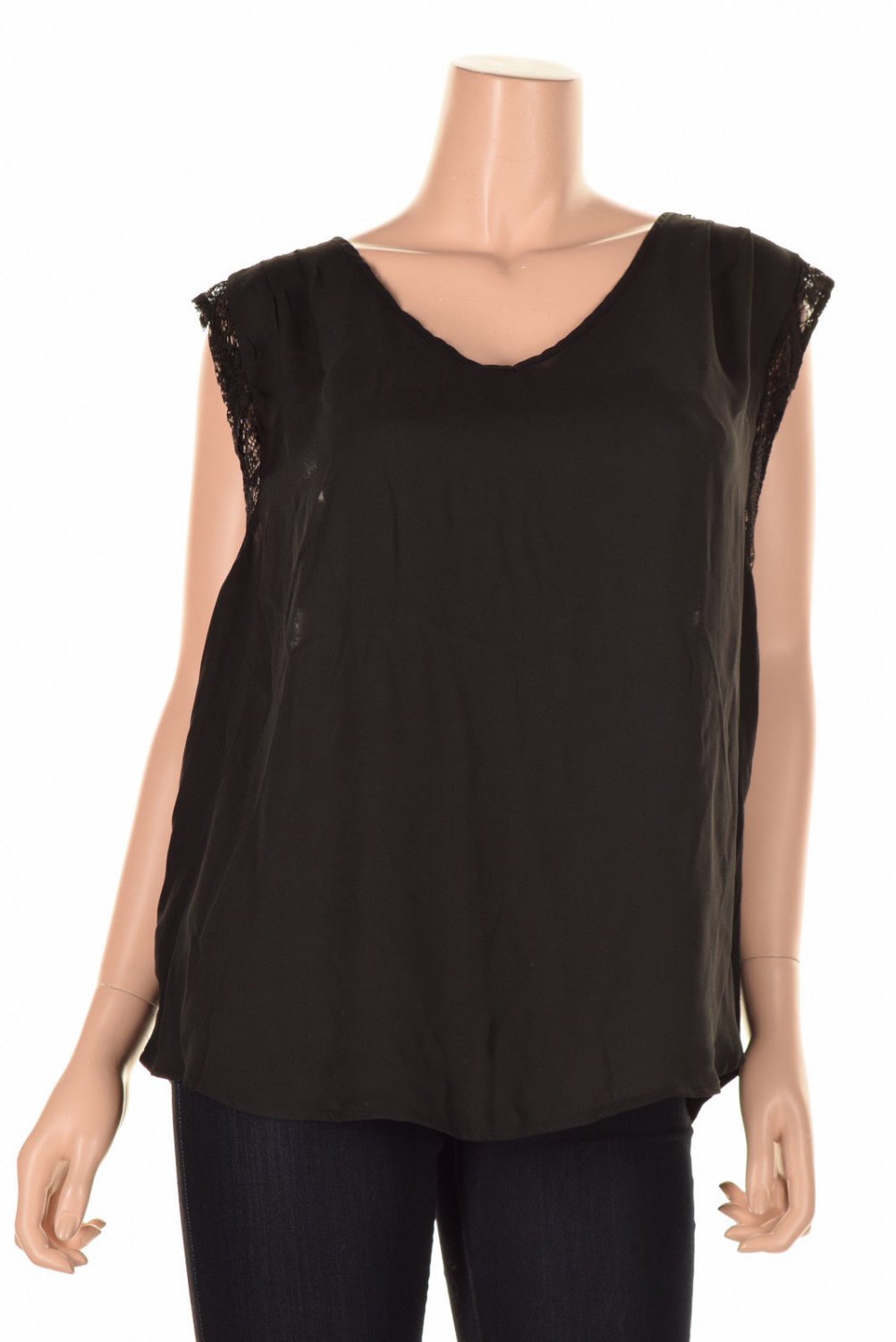 new Bar Iii Sleeveless Lace Inset Faux Wra Deep Black Xl SizeWomen'S ...