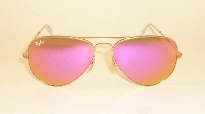 New RAY BAN Aviator Sunglasses Matte Gold Frame RB 3025 112/4T Cyclamen ...