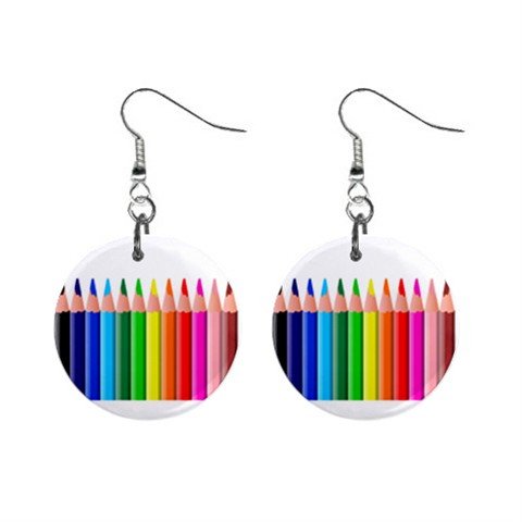 Artist Art Draw Colored Pencils Dangle Button Earrings Jewelry 16452701