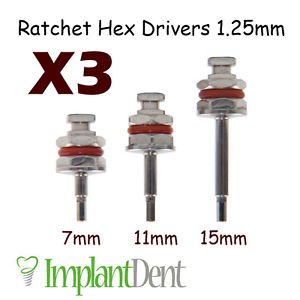 3 Hex Drivers 1.25mm for Abutment Dental Implant Lab. Instruments Free ...