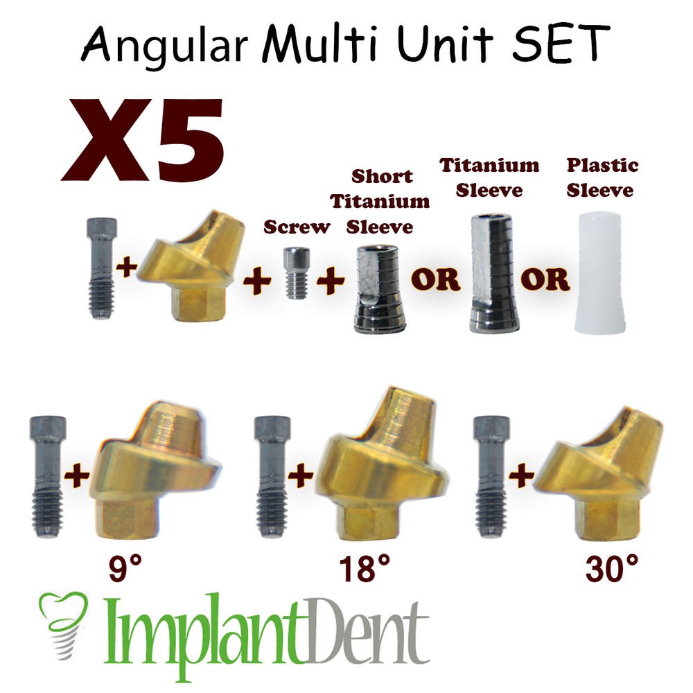 5 Set Of Angulated Multi Unit Abutment 9°/18°/30° Internal Hex dental ...