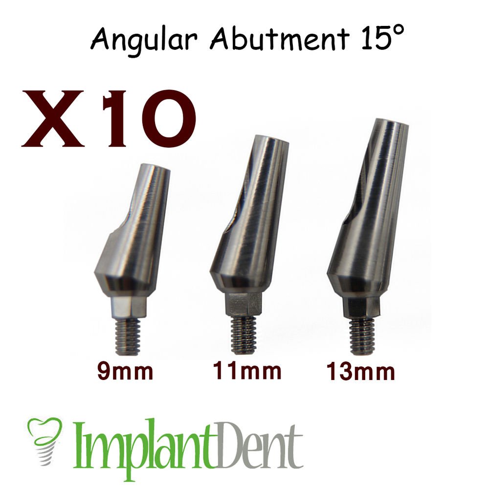 10 Angular Titanium Abutment 15' hex Dental Implant Lab Prosthetics ...