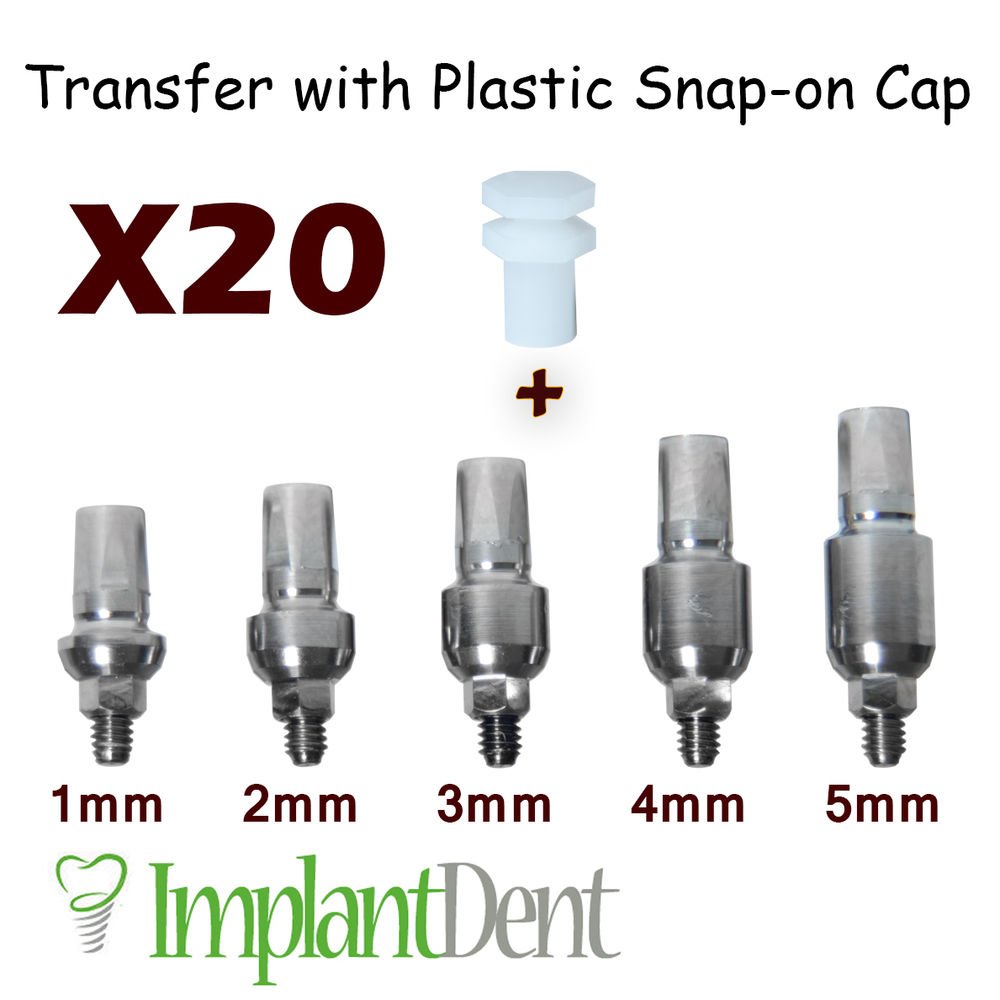 20 Transfers Set with Plastic Snap-on cap System for Dental Implant ...