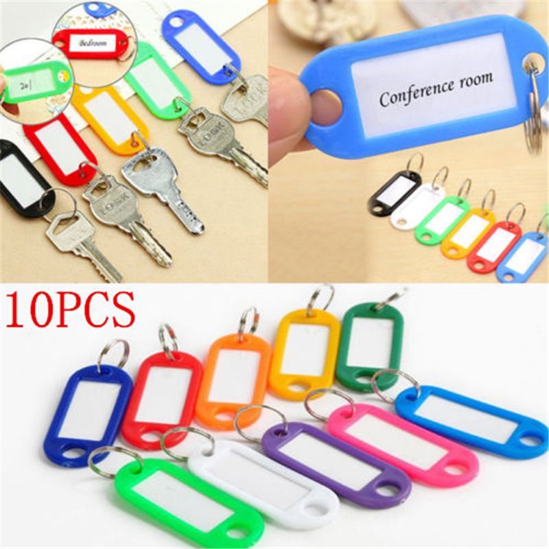 10PC Fashion Keychain Key Tags ID Label Name Card Key Tags Split Ring ...