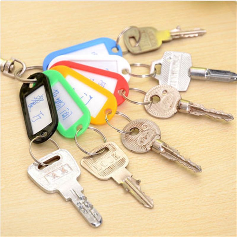 10PC Fashion Keychain Key Tags ID Label Name Card Key Tags Split Ring ...