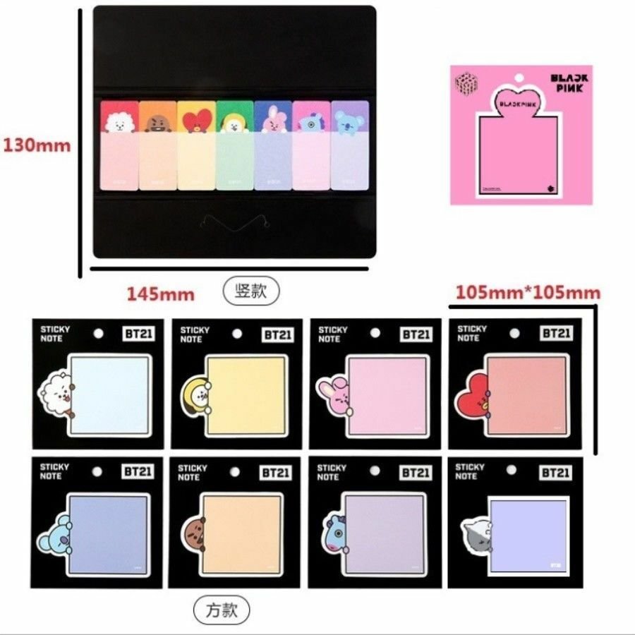 Kpop BTS BT21 Blackpink School Stationery Cute Memo Pad Stickers Sticky ...