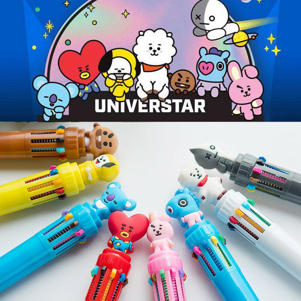 Kpop BTS 10 in1 Color Ballpoint Pen School Office Supply Cartoon ...