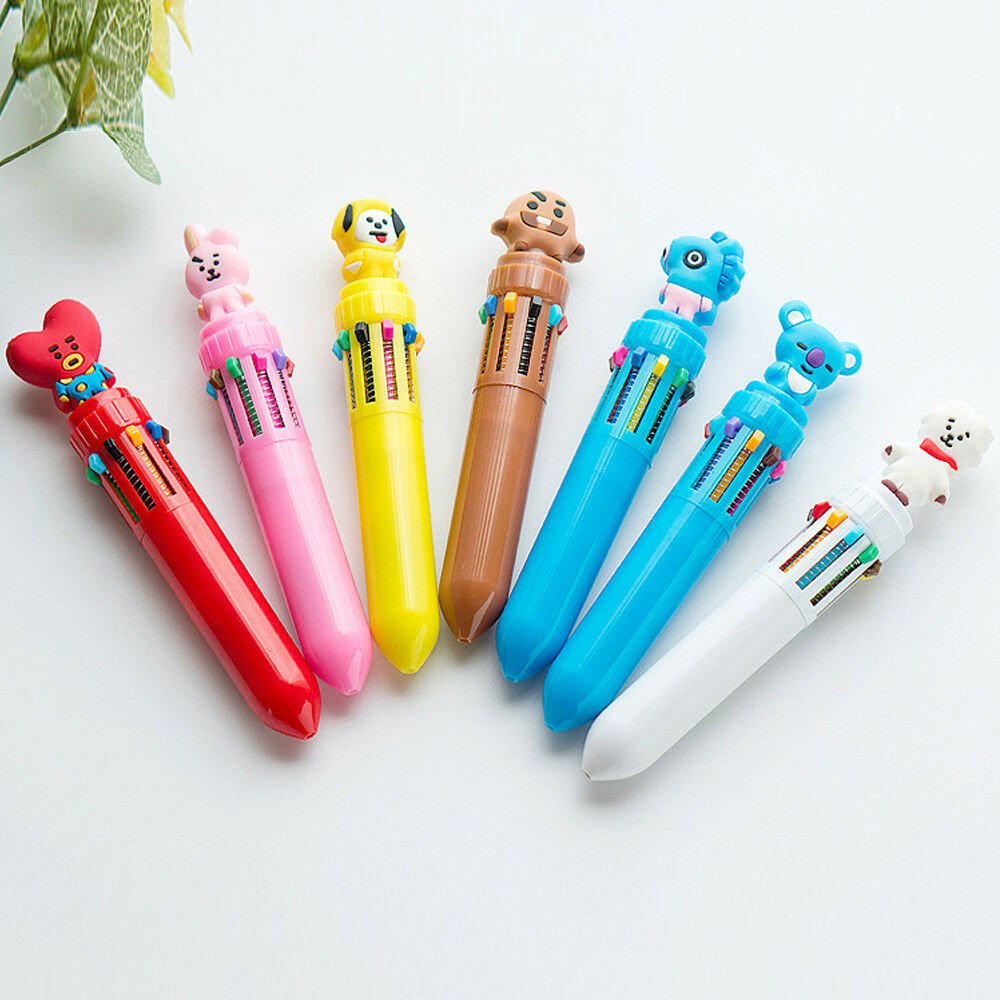 Kpop BTS 10 in1 Color Ballpoint Pen School Office Supply Cartoon ...
