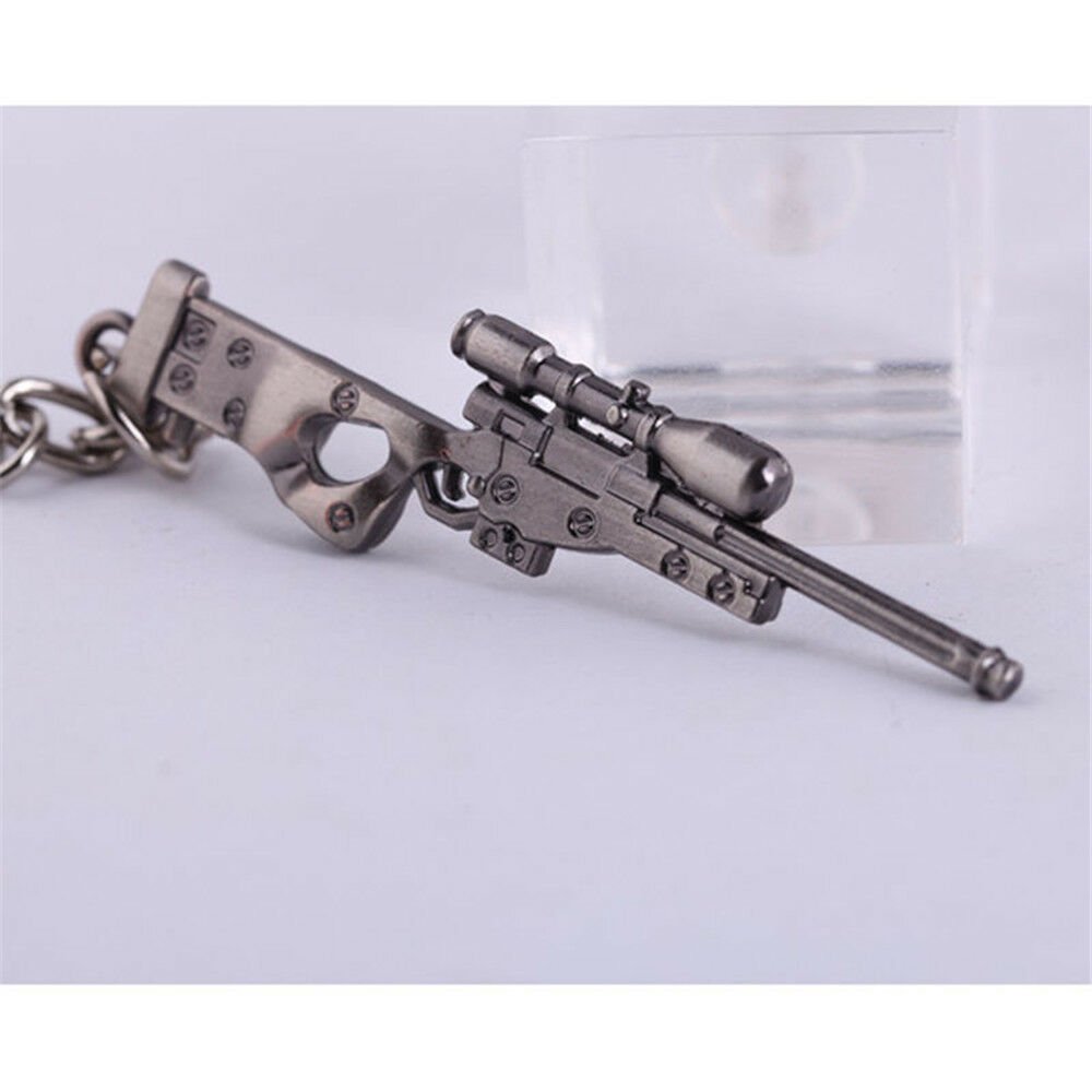 Mini Military AWM Sniper Weapon Gun Model Metal Pendant Key Ring Gift FT
