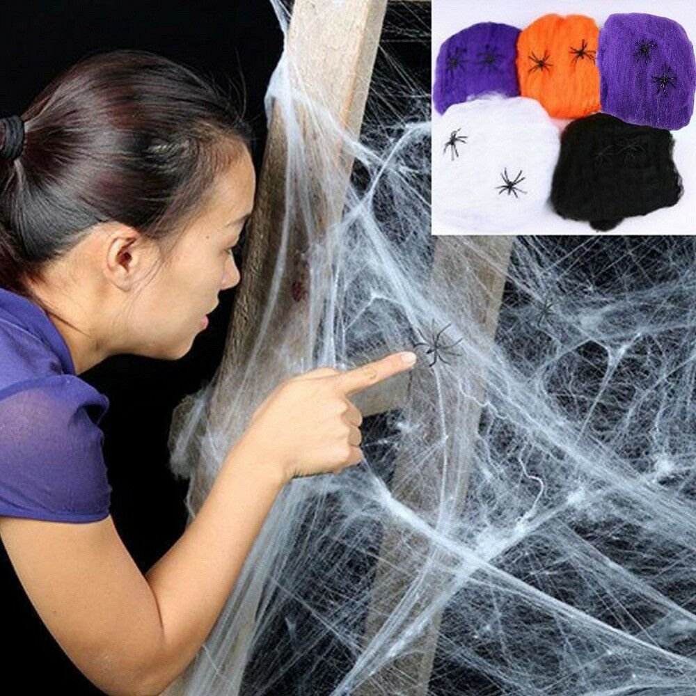 Spider Web Scary Scene Props Stretchy Cobweb Halloween Home Party Decor ...