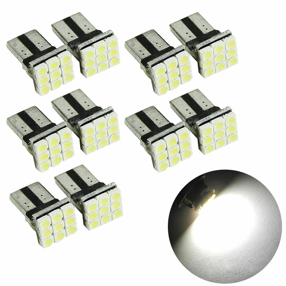 10pcs 12V 2825 192 194 168 W5W T10 LED 9SMD White Car License Plate ...