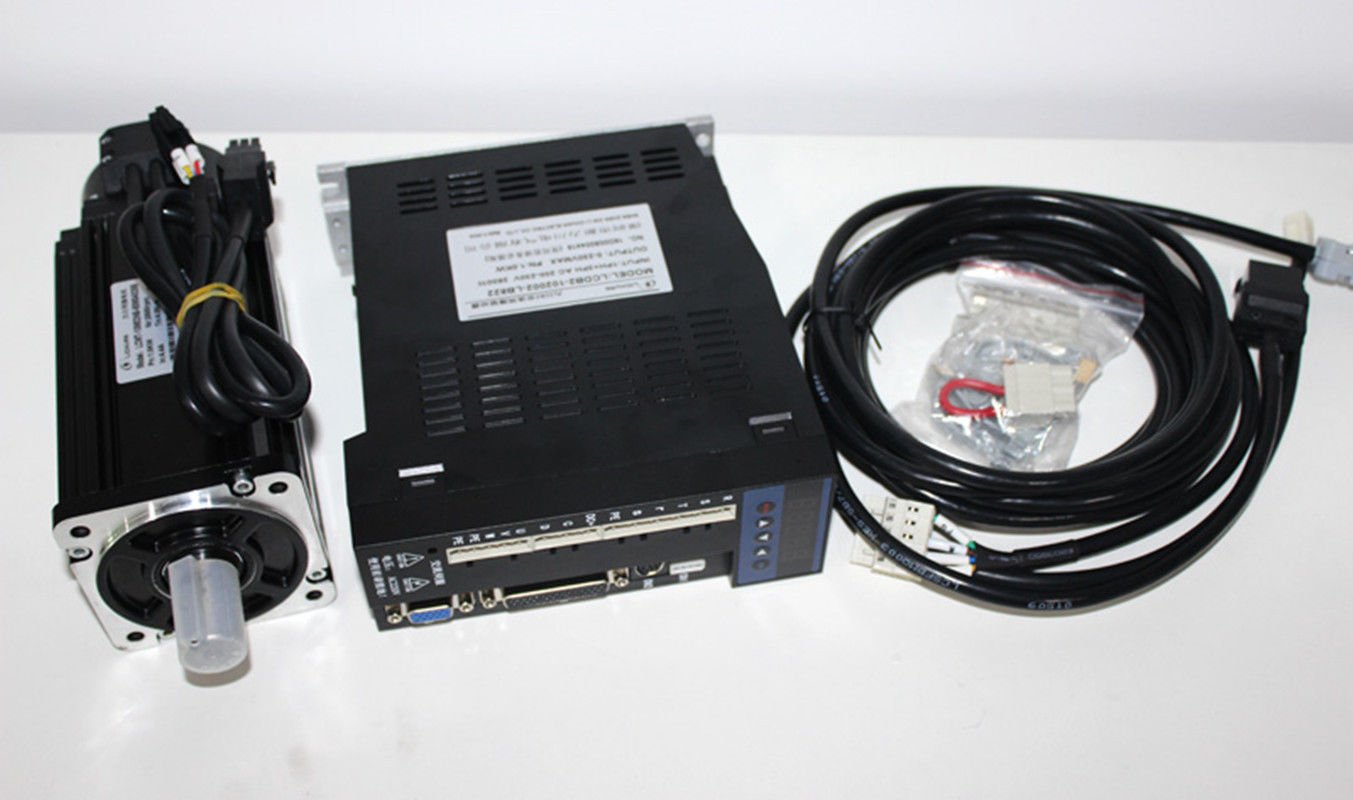 single phase 220V 1000W 1KW 4N.m 2500rpm 80mm AC servo motor drive kit ...