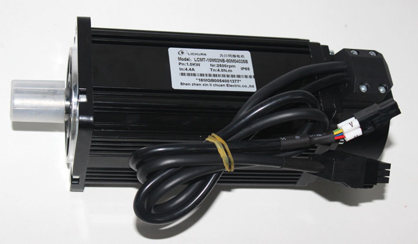 single phase 220V 1000W 1KW 4N.m 2500rpm 80mm AC servo motor drive kit ...