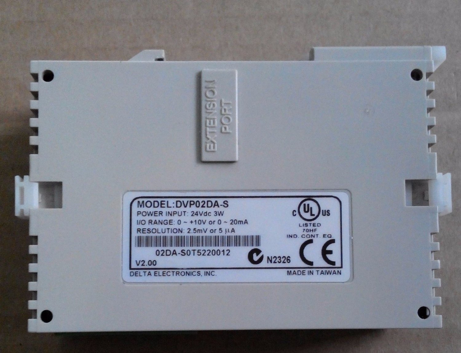 DVP02DA-S Delta S Series PLC Analog I/O Module AO2 new in box