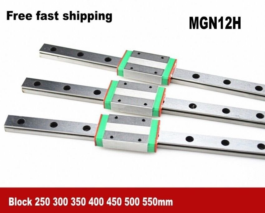 MGN12H Linear Sliding Guide / Block 250 300 350 400 450 500 550mm CNC ...