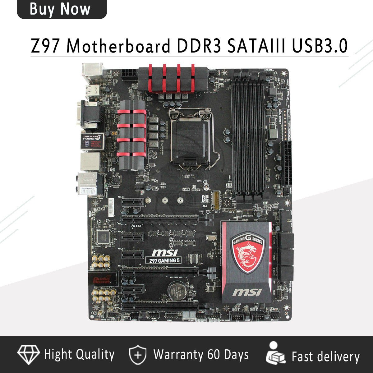 MSI Z97 GAMING 5 Intel Z97 DDR3 USB 3.0 Motherboard Gift Mouse and ...