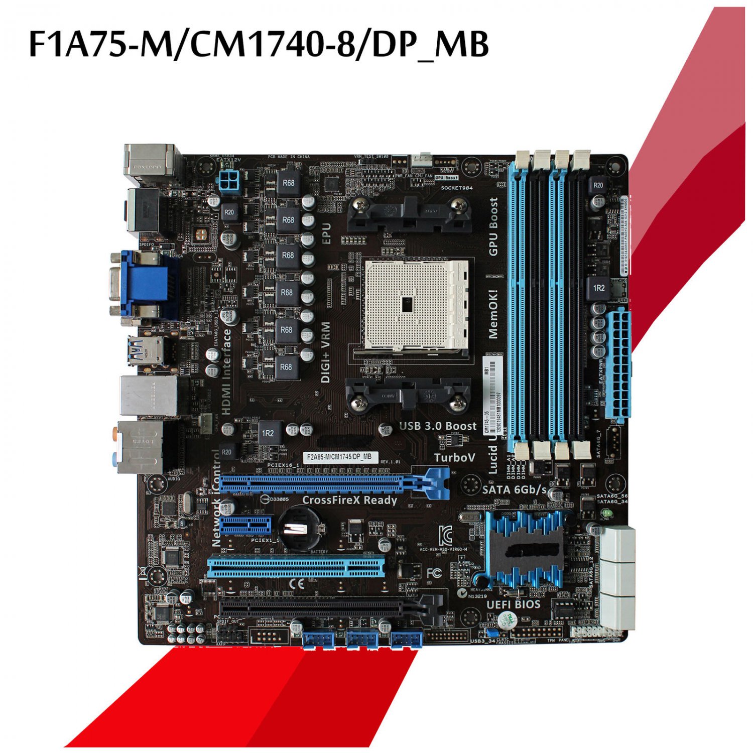 Original For Asus F1A75-M/CM1740-8/DP-MB Motherboard SOCKET FM1 AMD A75 ...