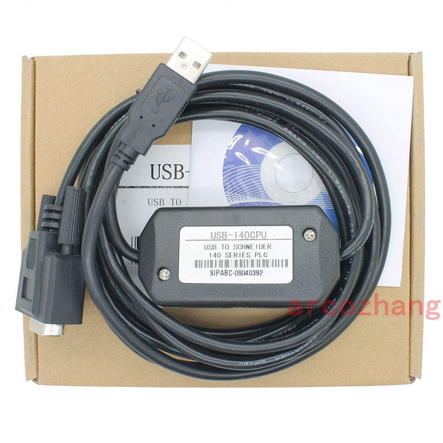 Schneider Quantum 140 series CPU programming cable, USB to 232 interface