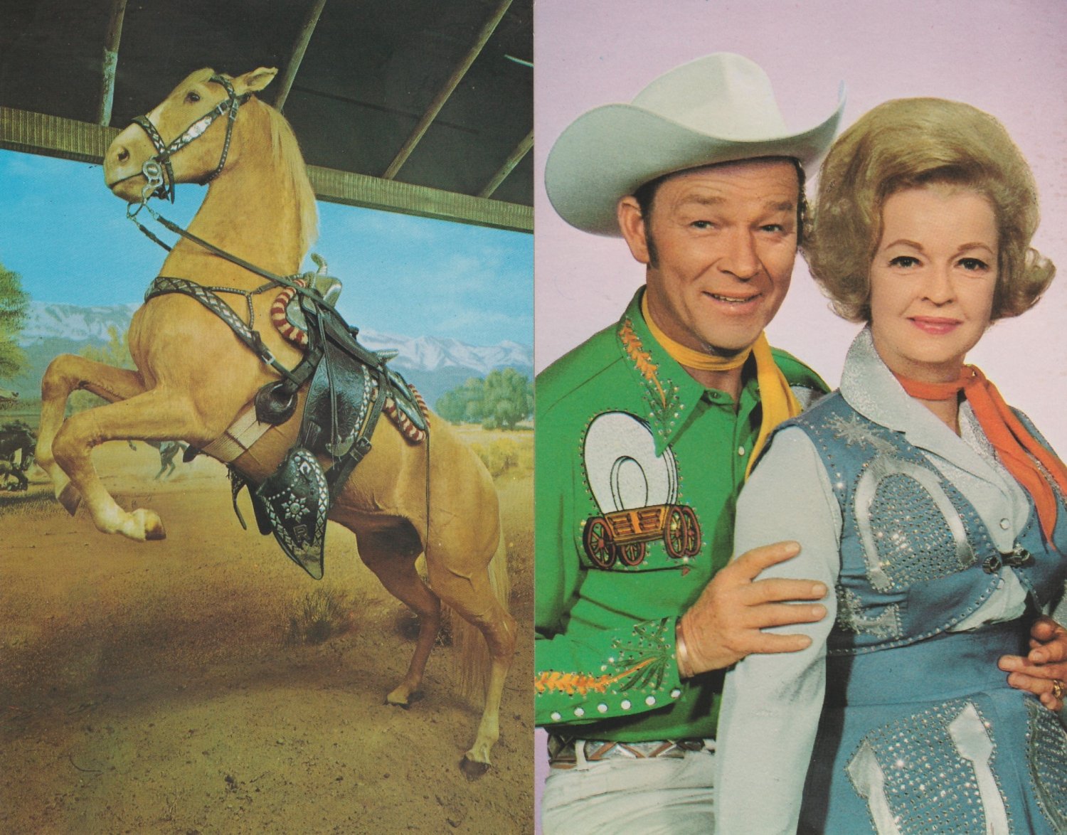 Four Postcards Roy Rogers & Dale Evans, Trigger, Bullet, Parade Saddle