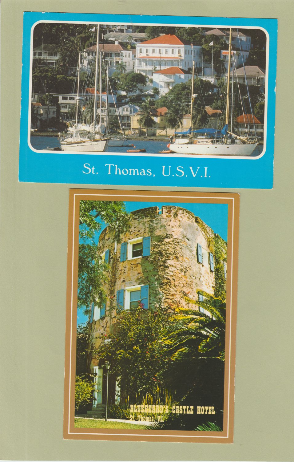 Lot of Two Postcards St. Thomas Virgin Islands Harbor Castle Hotel