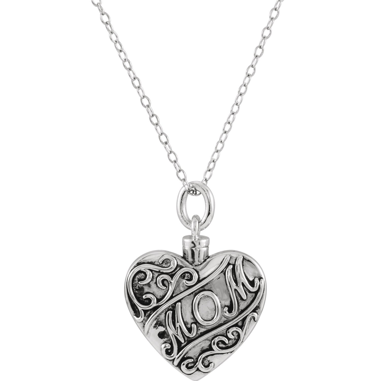 Sterling Silver Mom Heart Ash Holder Necklace