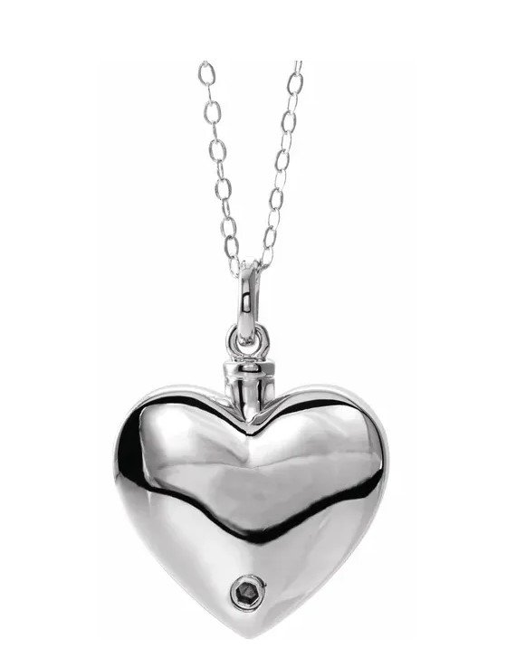 Sterling Silver Mom Heart Ash Holder Necklace