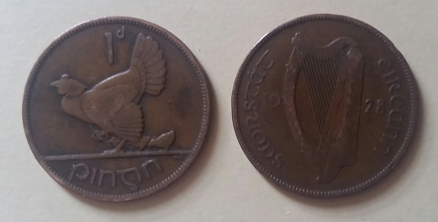 Set of 2 irish pre-decimal Saorstát Éireann Pingin Coins
