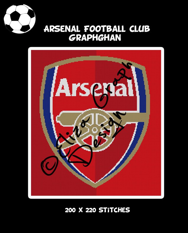 Arsenal Football Club logo crochet graphghan pattern