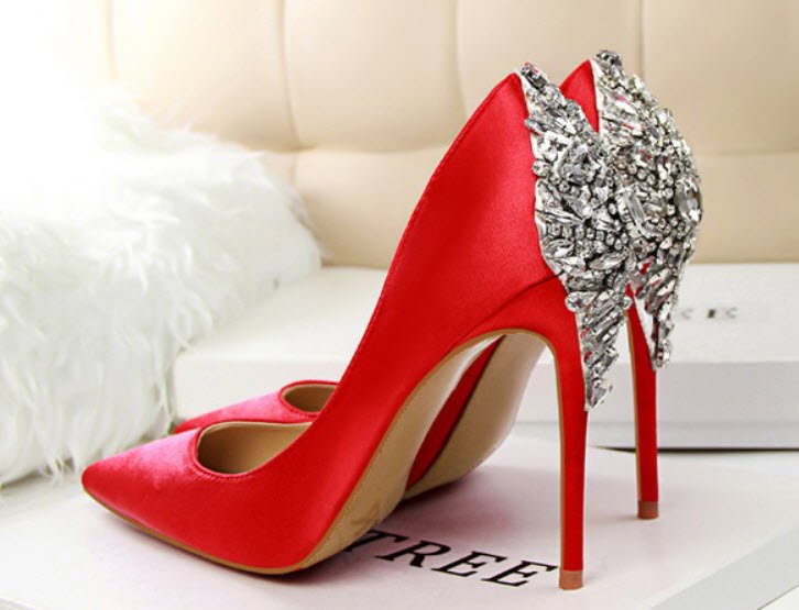 86h092 luxury pointy pump w rhinestones and gem back, available US Size ...