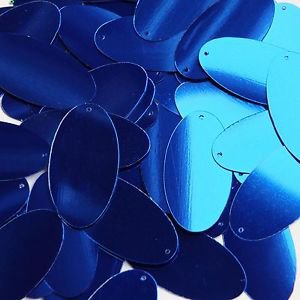 Royal Blue Shiny Metallic Sequins Oval 1.5" Large Couture Paillettes