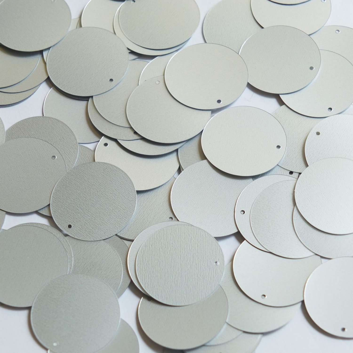 Round Sequin 24mm (1") Silver Matte Satin Metallic Loose Couture Paillettes
