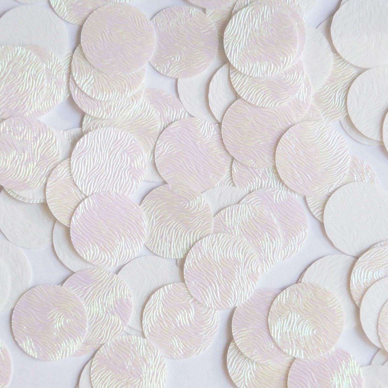 Round Sequin Paillettes 15mm Top Hole White Iris Rainbow Embosssed ...