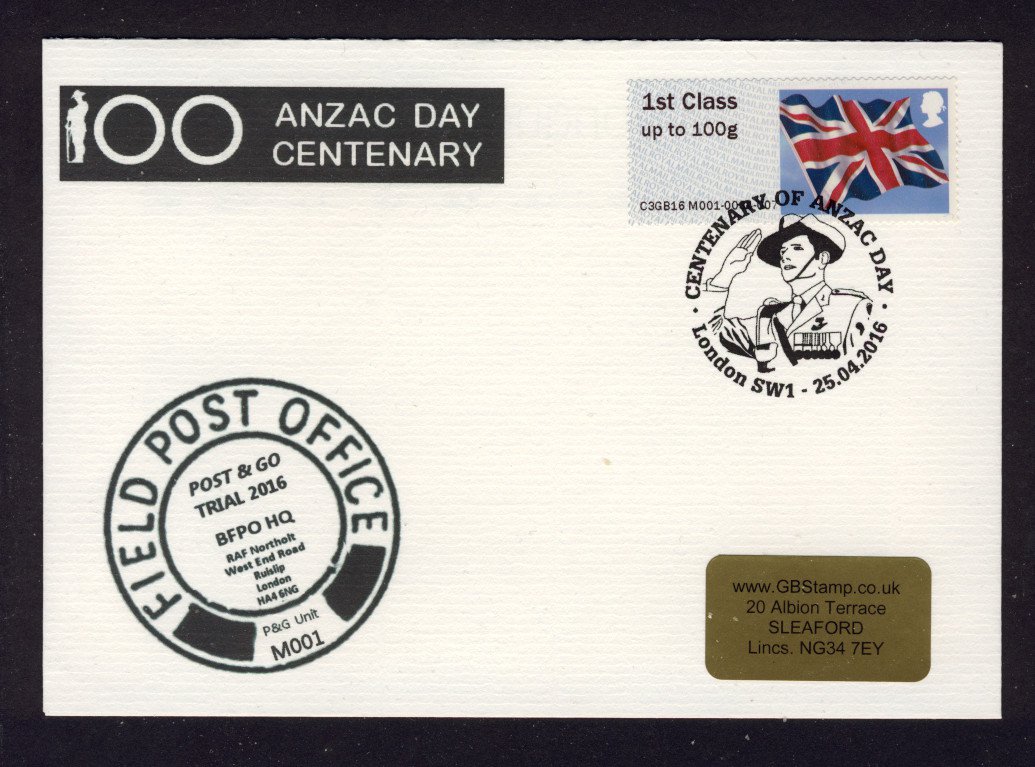 Special RAF Northolt BFPO Post & Go Trial Cover Marking Centenary ANZAC ...
