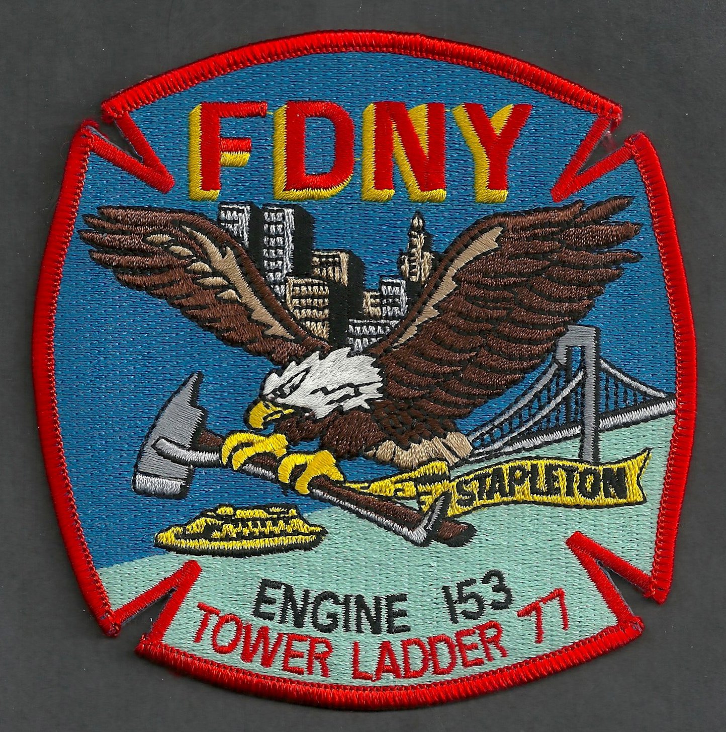 FDNY Staten Island New York Engine 153 Ladder 77 Company Fire Patch
